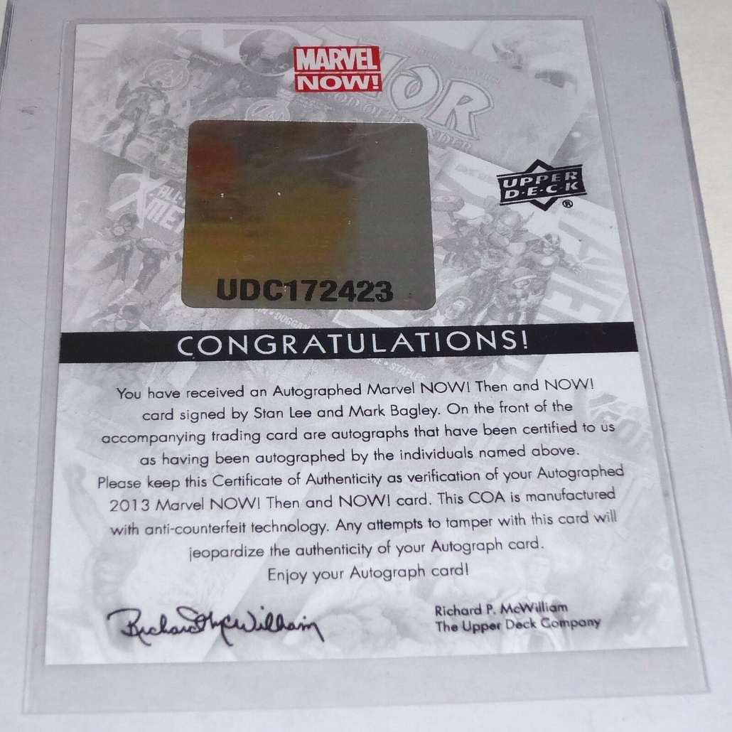 14 Marvel Now and Then Dual Autograph Signatures STAN LEE MARK BAGLEY ...