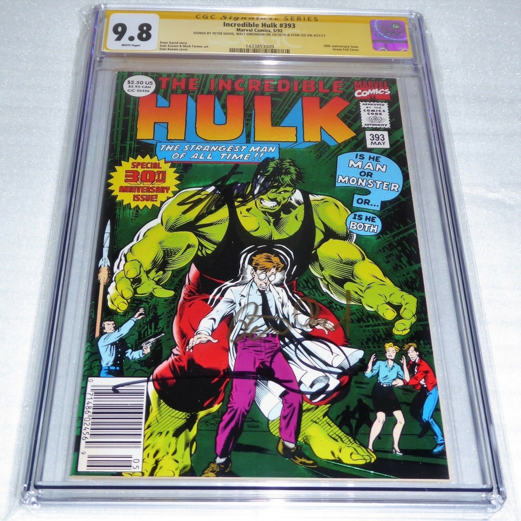 Incredible Hulk #393 CGC SS 9.8 Triple Signature Autograph STAN LEE ...